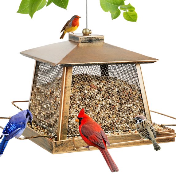 IWNTWY Wild Bird Feeder for Outdoors Hanging, 4 lb Large Capacity ...