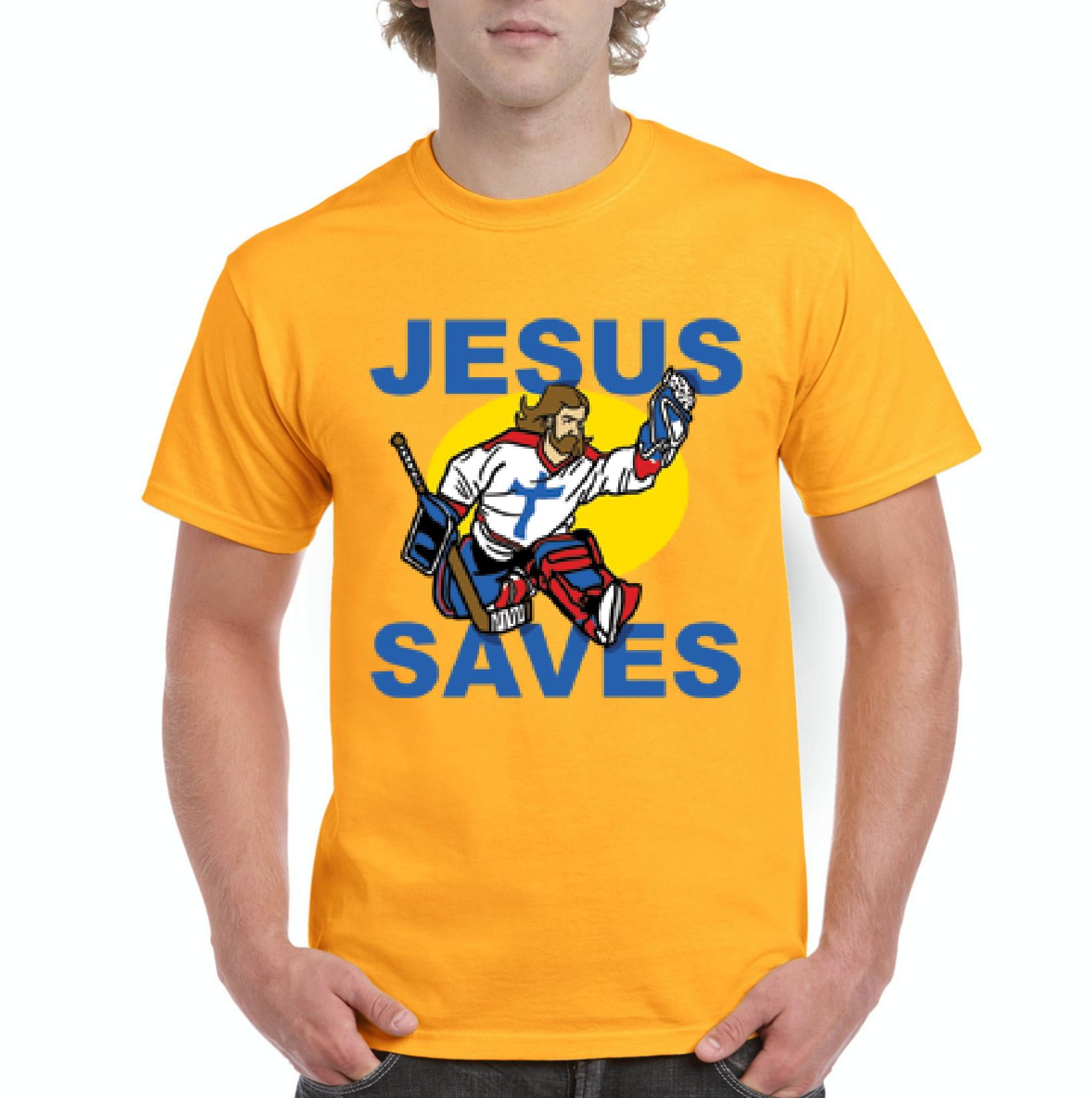 IWPF - Men's T-Shirt Short Sleeve - Jesus Saves Hockey Goalie - Walmart.com