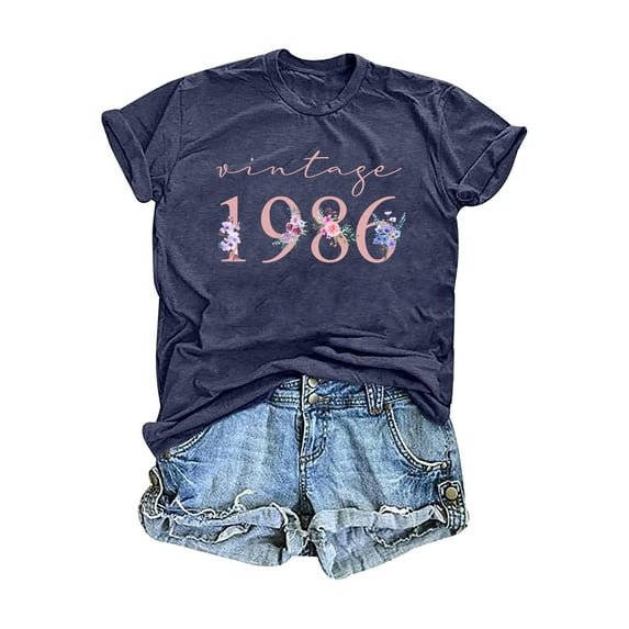 IWRICH 40th Birthday Gift for Women Vintage 1986 Shirt Letter Print ...
