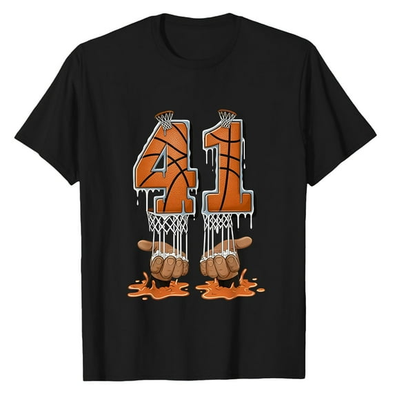 IWRICH Basketball 41 Four One Funny Gen Alpha Meme Drip T-Shirt Black ...