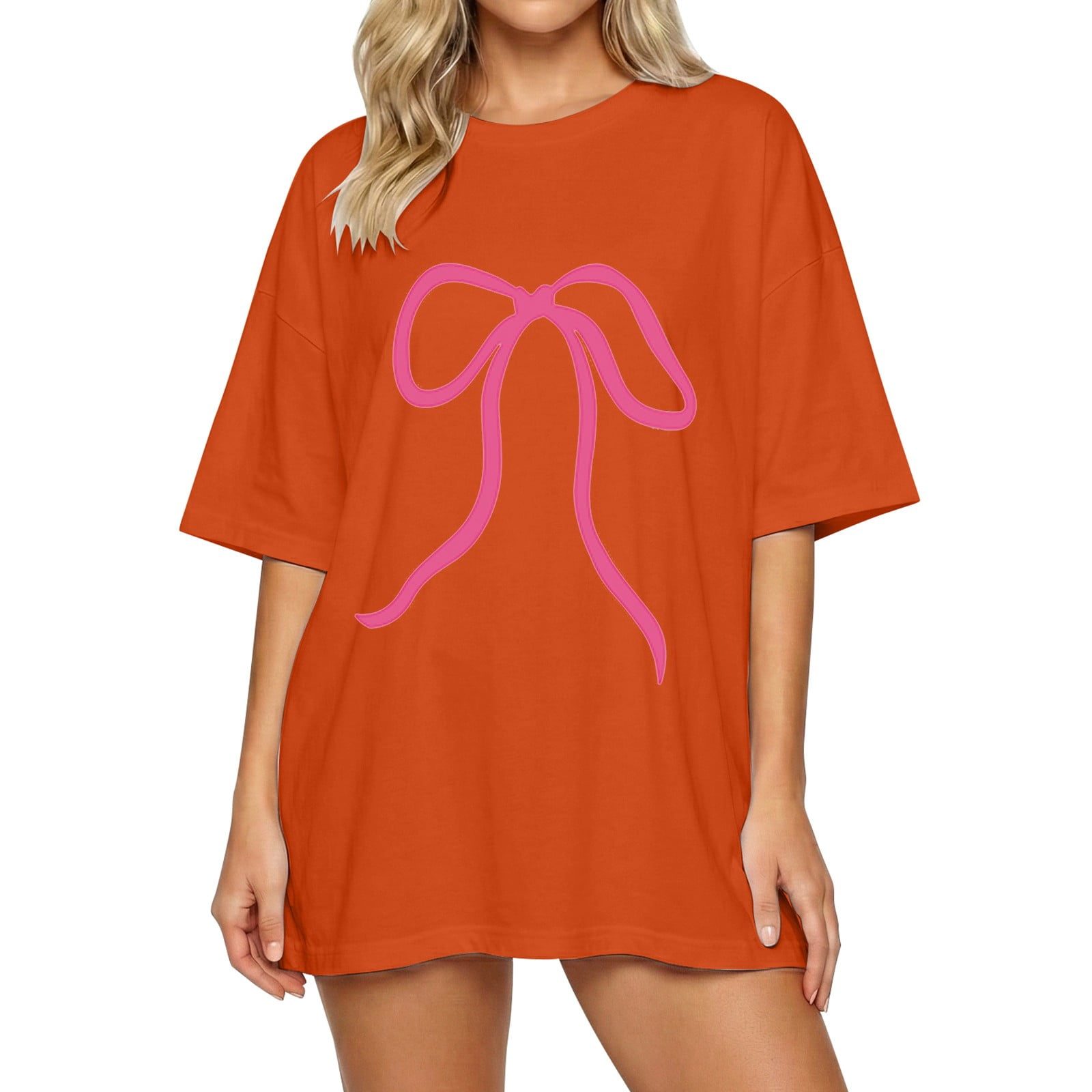 IWRICH Bow Shirts for Women Oversized Graphic T Shirts Cute Aesthetic ...