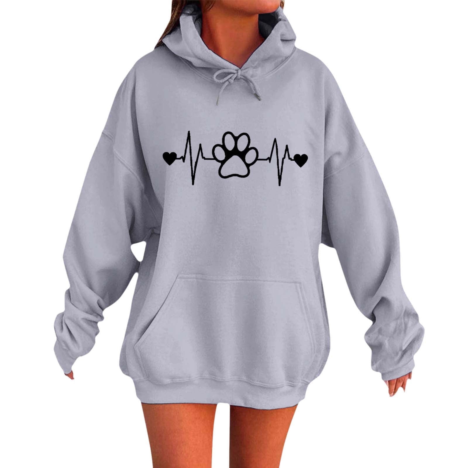IWRICH Hoodie for Women Mens Cat Paw Sweatshirt Heart Graphic Hooded ...