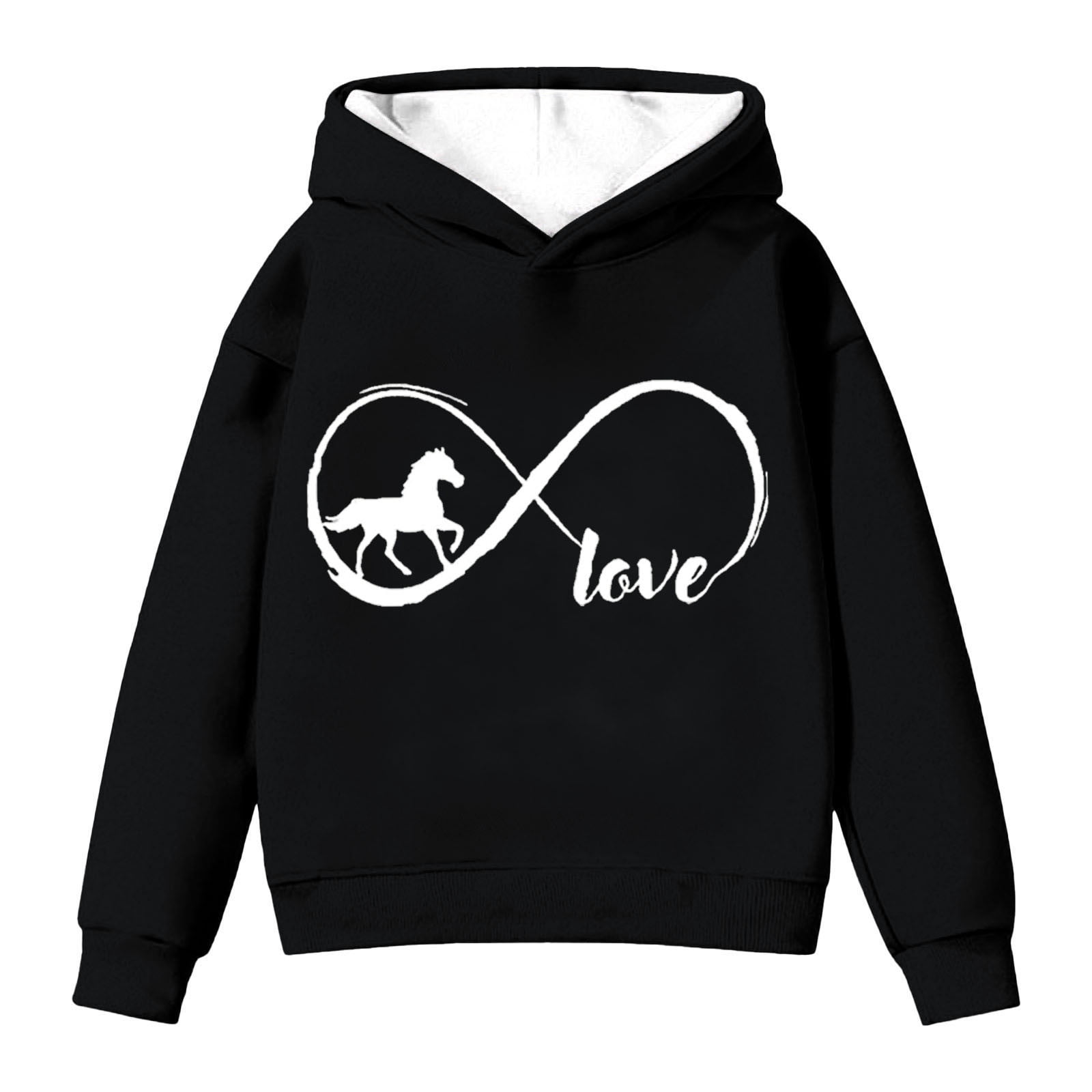 IWRICH Love Horse Hoodie for Kids Teen Girls Hooded Sweatshirt Crew ...