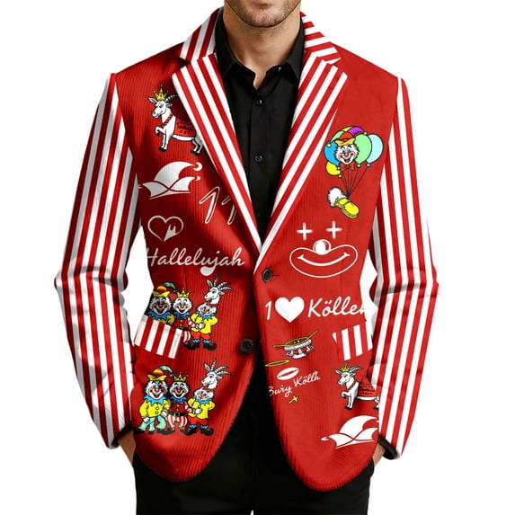 IWRICH Mardi Gras Blazer for Men Plus Size Holiday Slim Fit Jacket ...