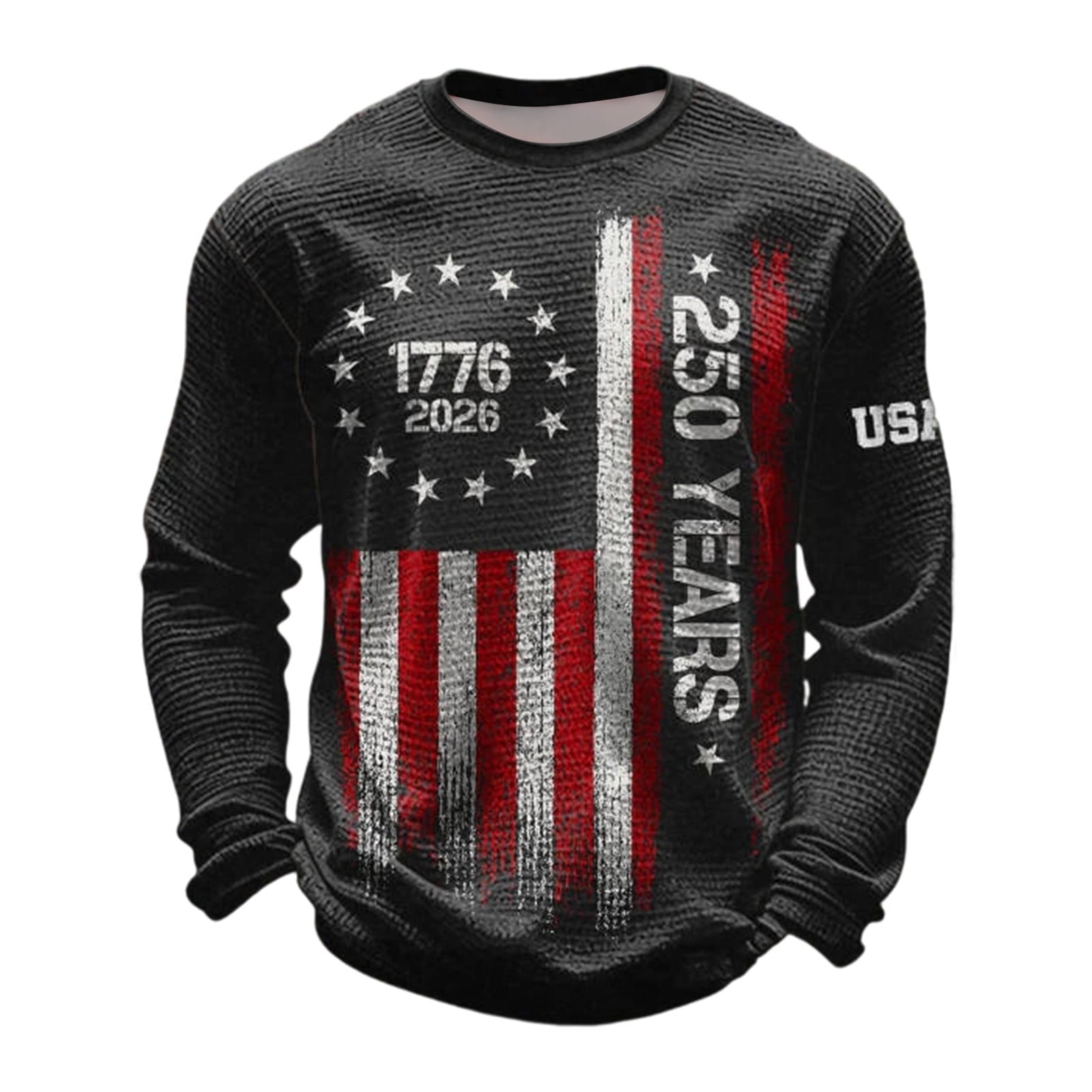 IWRICH Men's 1776-2026 Waffle Print Casual T-Shirt Patriotic American ...