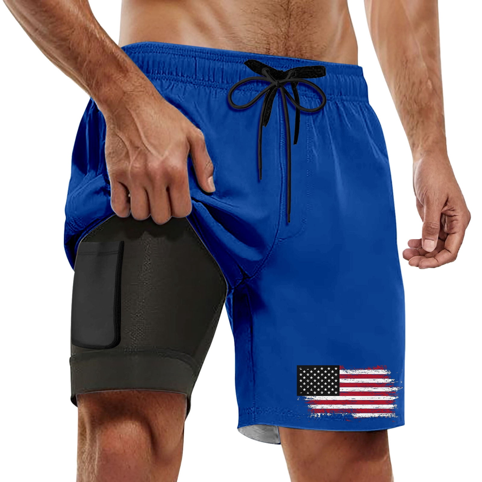 IWRICH Men's 2-in-1 4th of July Swim Trunks with Compression Breathable ...