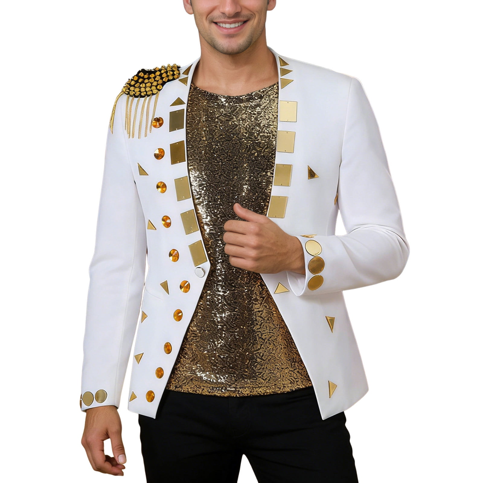 IWRICH Men's Blazer Prom Jackets for Party Stage White S - Walmart.com