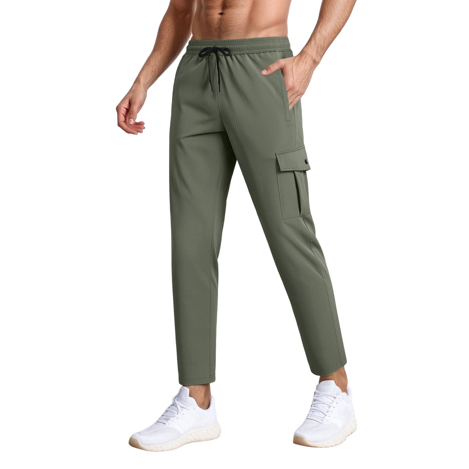 IWRICH Men's Cargo Pants Athletic Open Bottom Joggers Straight Leg ...