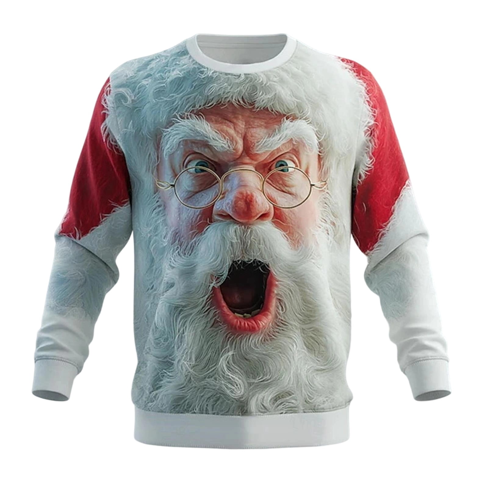 IWRICH Men's Christmas Oversized Sweatshirts Cute Santa Long Sleeve T ...