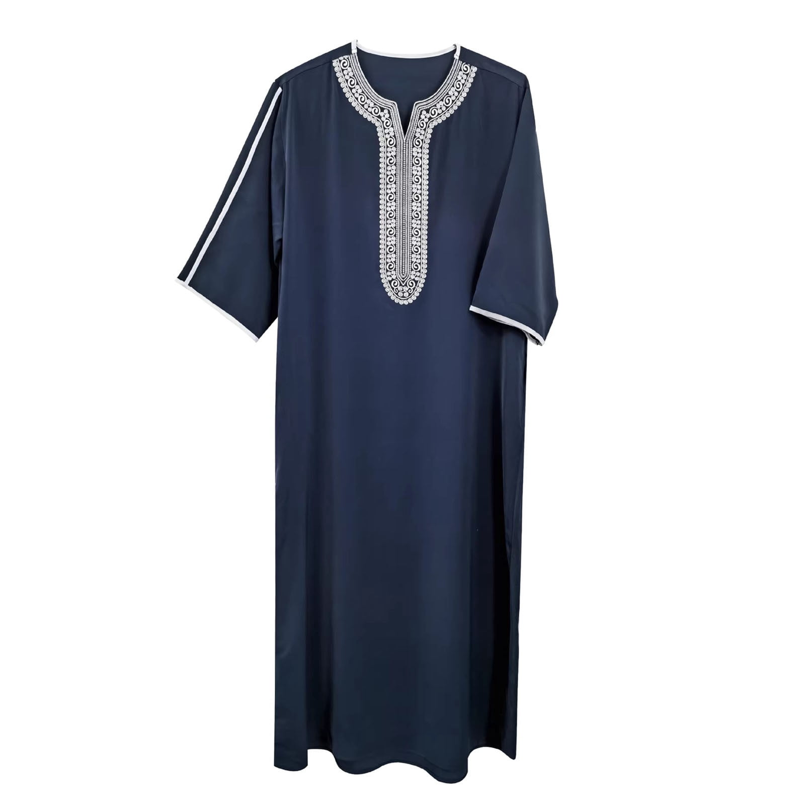 IWRICH Men's Embroidery Moroccan Thobe Men Mogadishu Djellaba Robe ...