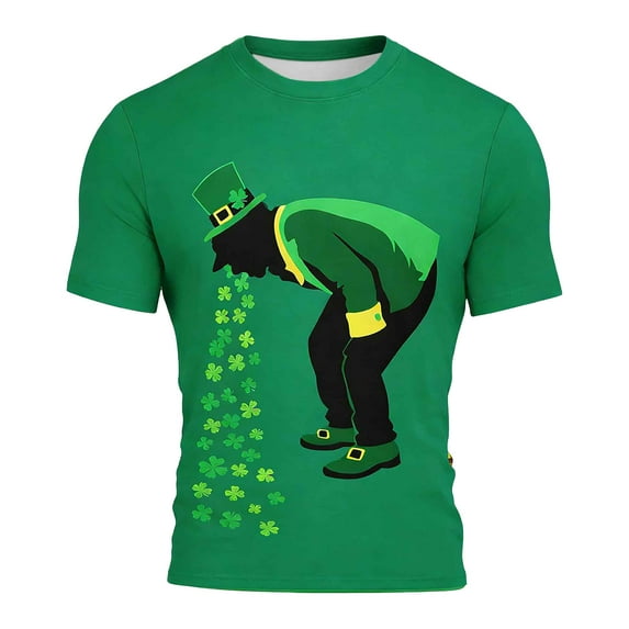 IWRICH Men's Funny Printed St Patrick's Day T-Shirt Loose Crewneck ...