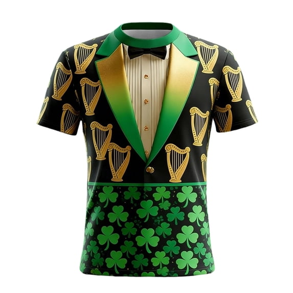 IWRICH Men's Holiday Tuxedo Printed Plus Size T-Shirts Graphic Short ...