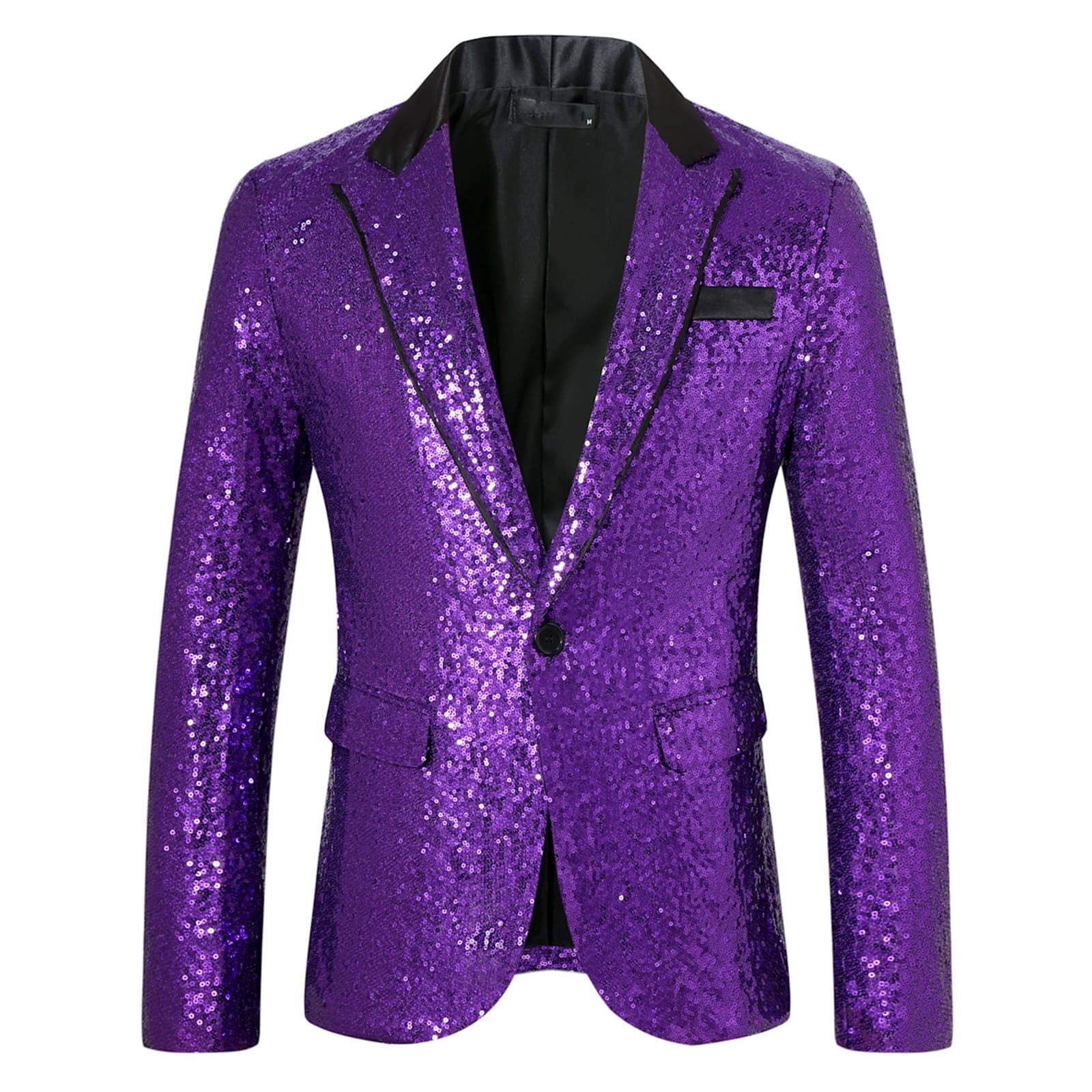 IWRICH Men's One Button Sequin Dress Suit Jacket Party Festival Tuxedo ...