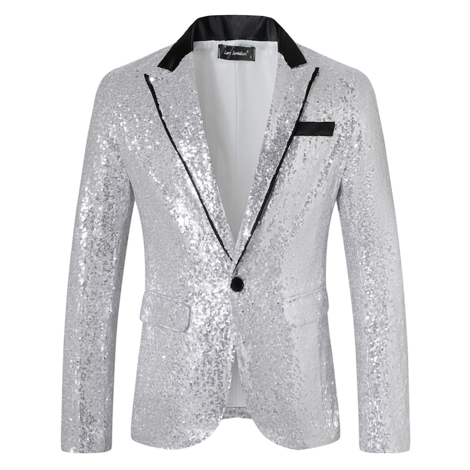 IWRICH Men's One Button Sequin Dress Suit Jacket Party Festival Tuxedo ...