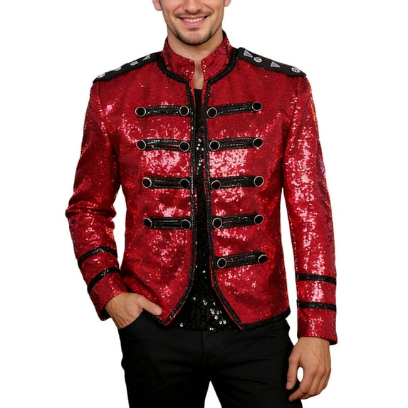 IWRICH Men's Sequin Shinny Suit Jacket Buttonless Dress for Banquet ...