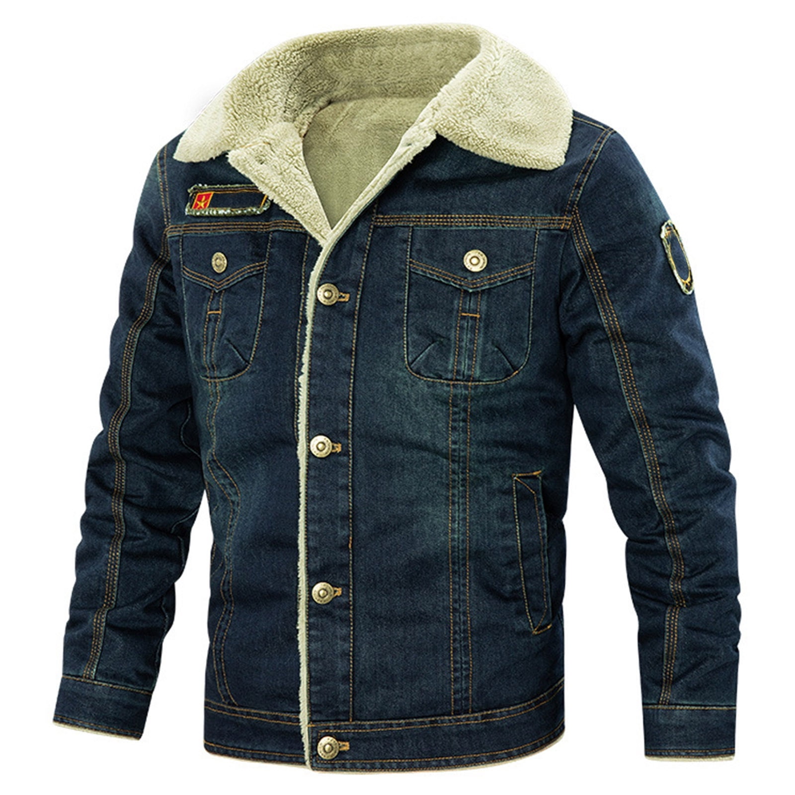 IWRICH Men's Sherpa Lined Denim Jacket Trucker Jacket Winter Jean ...