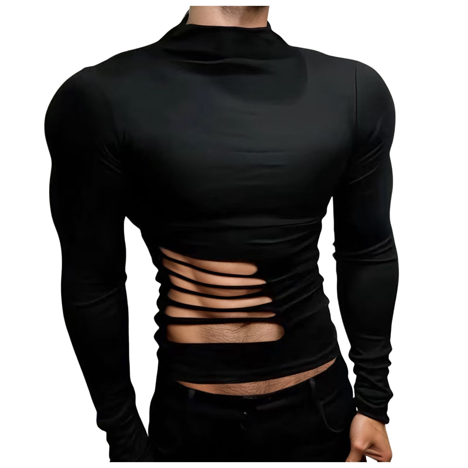 IWRICH Men's Slim Fit Plus Size T Shirts Turtleneck Long Sleeve Tshirts ...
