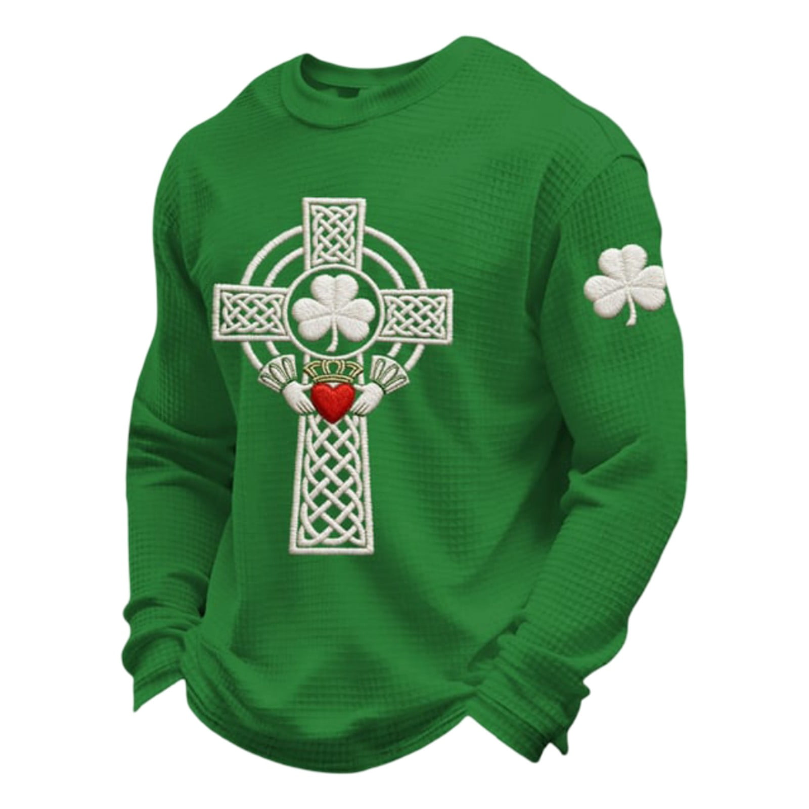 IWRICH Men's St Patrick's Day Shamrock Celtic Knot Cross Print Waffle ...