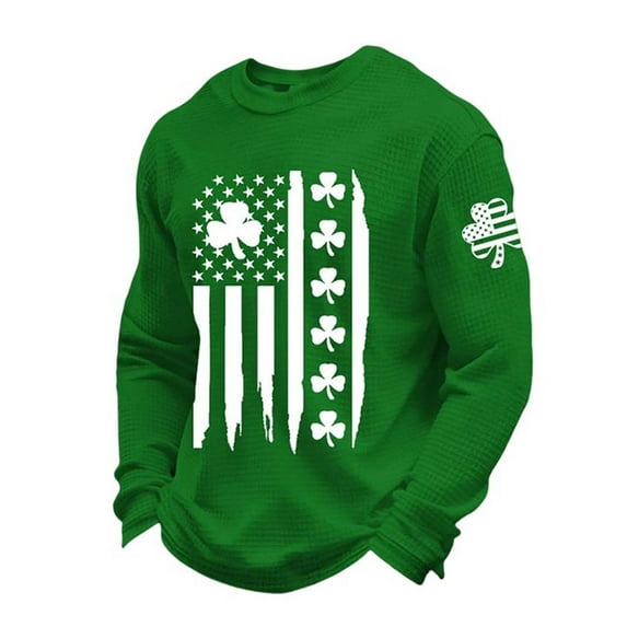 IWRICH Men's St. Patrick's Day T Shirts Shamrock Flag Graphic Pullover ...