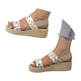 IWRICH Platform Sandals for Women Floral Open Toe Wedge Comfortable ...