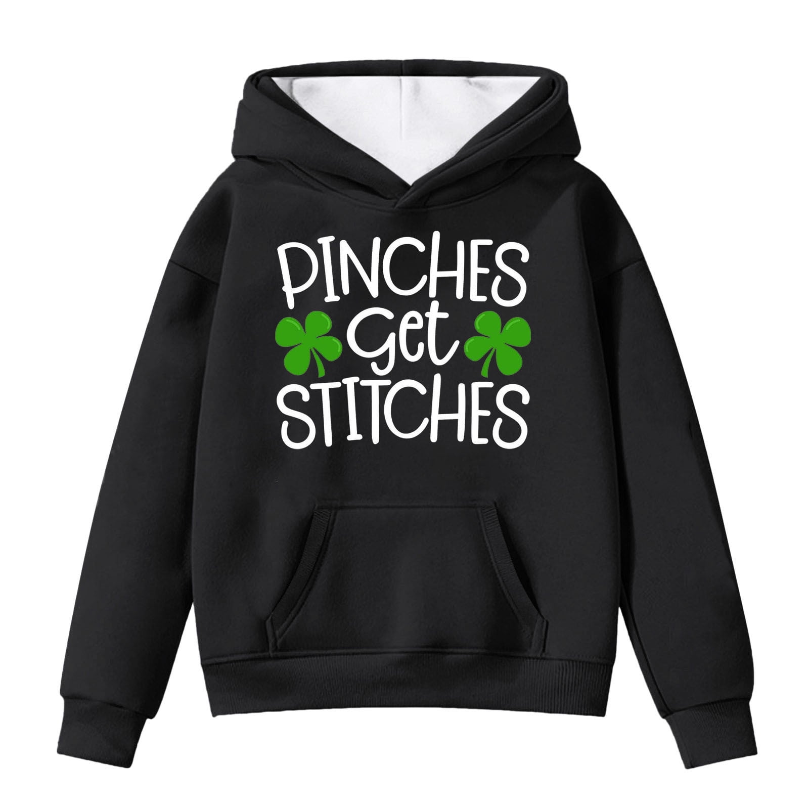IWRICH St. Patrick's Day Hoodies for Girls Pinches Get Stitches Printed ...