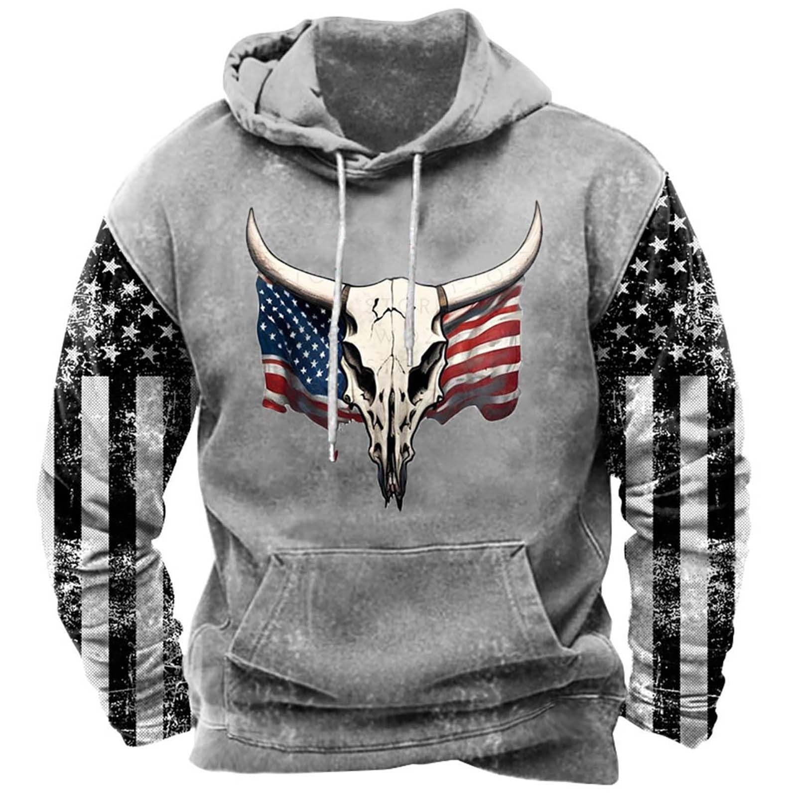IWRICH Western Hoodies for Men Tribal Aztec Cowboy Ethnic Country ...