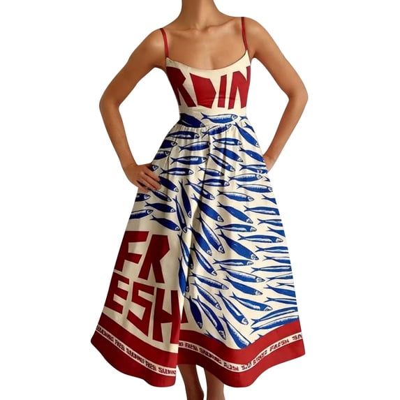 IWRICH Women's Boho Printed Spaghetti Strap Swing Maxi Dress Sleeveless ...