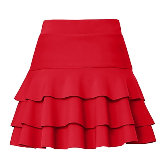 IWRICH Women's Mini Ruffle Skirts with Shorts Tiered Layers Cute ...
