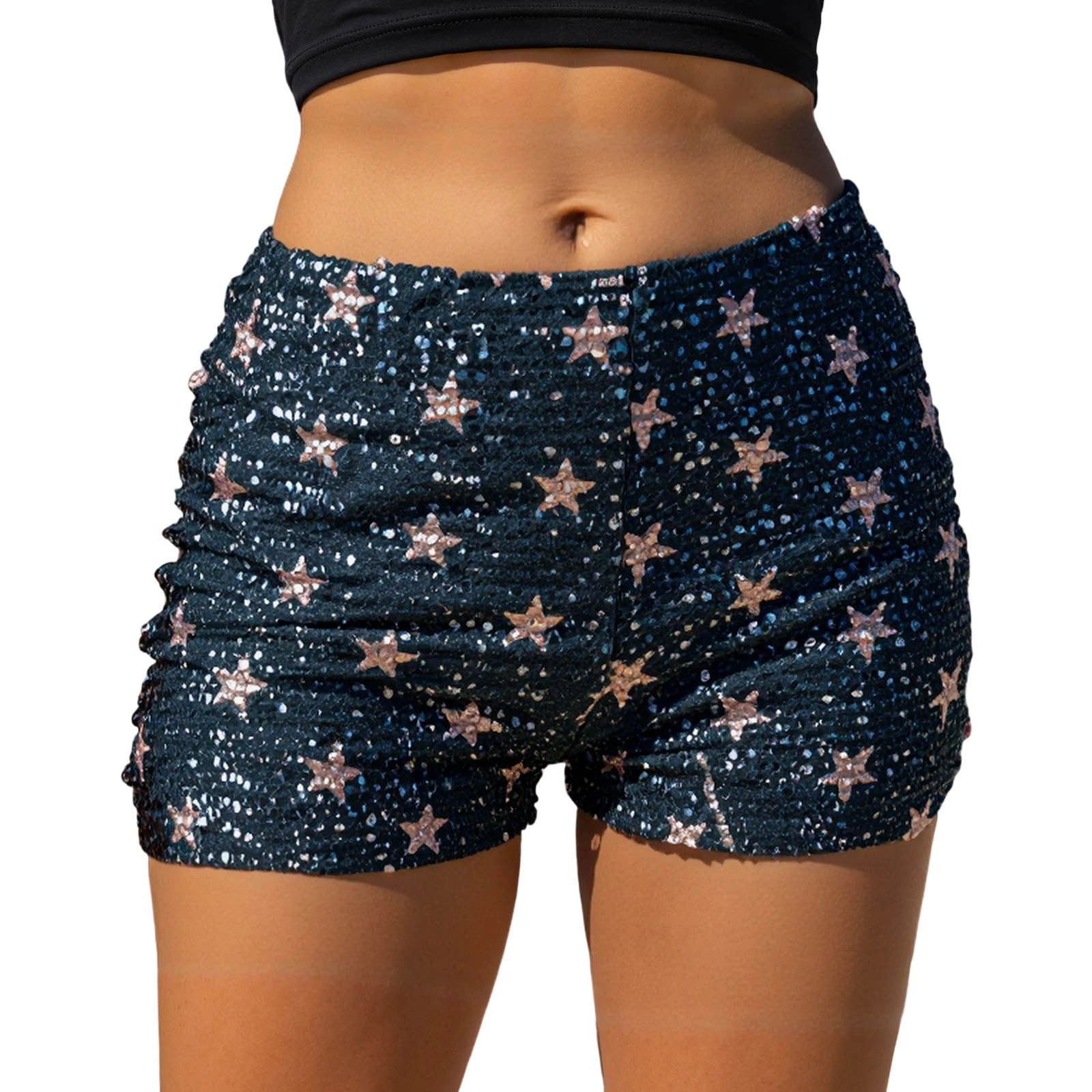 IWRICH Women's Sequin Shorts High Waist Sequin Shorts Sparkly Micro ...