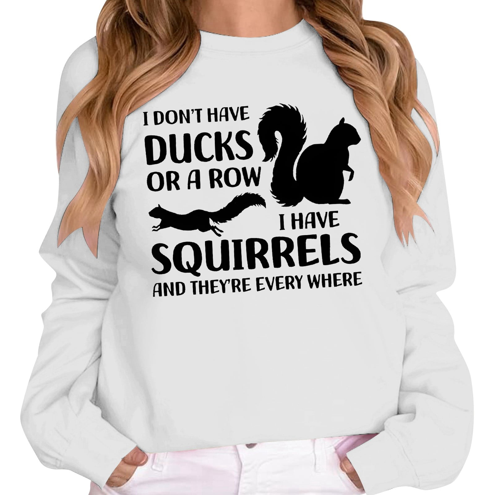 IWRICH Women's Shirt Squirrels Christmas Animals Long Sleeve Sweatshirt ...