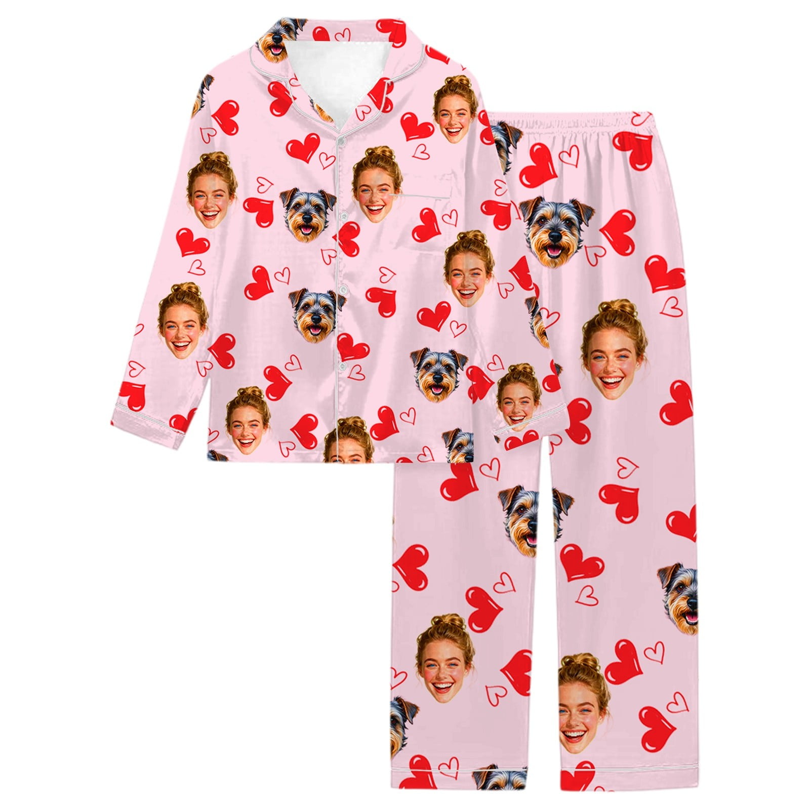 IWRICH Women's Valentine's Day Custom Picture Pajamas Sets Button down ...