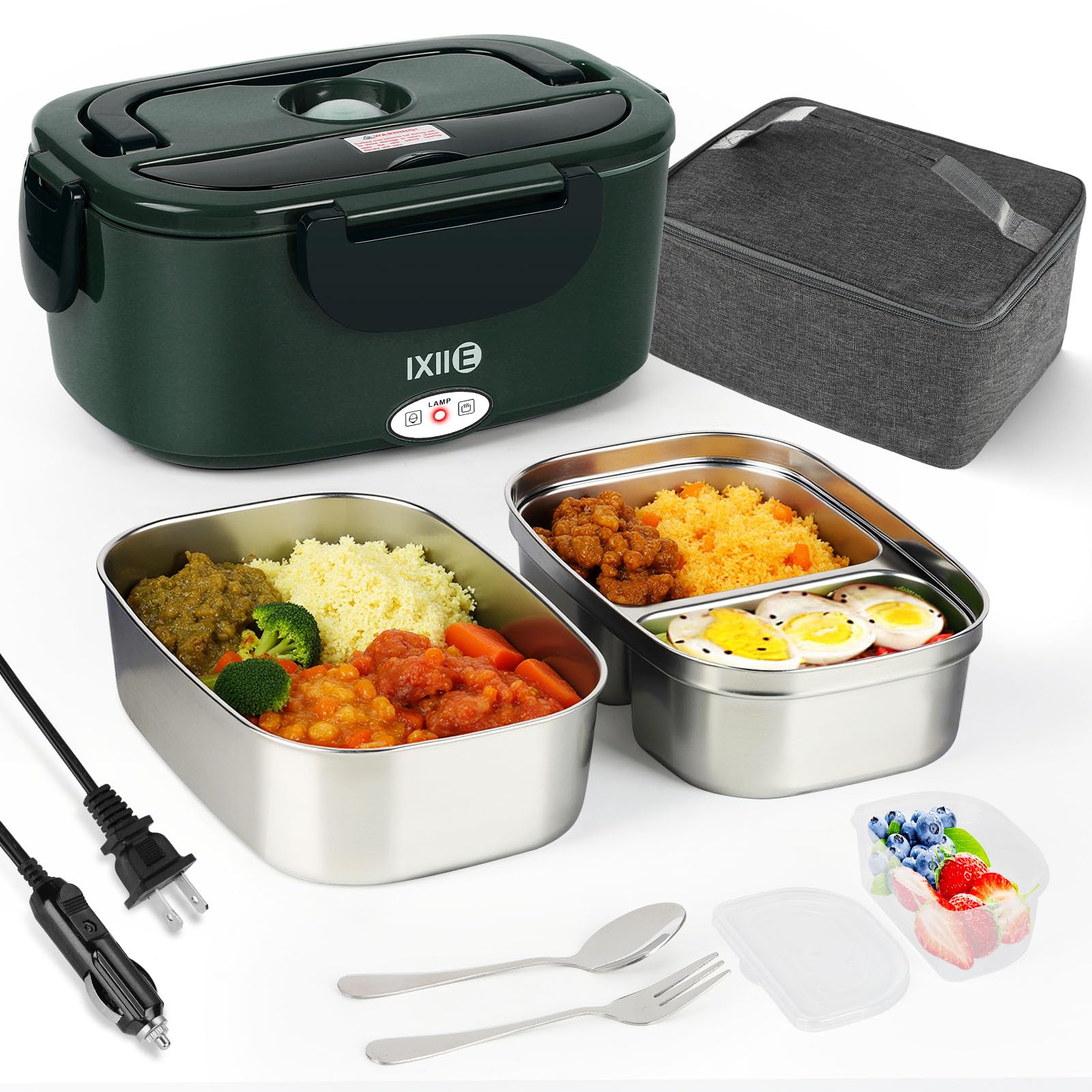 IXIIE Electric Lunch Box 80W Food Warmer for Work, 12V/24V/110V ...