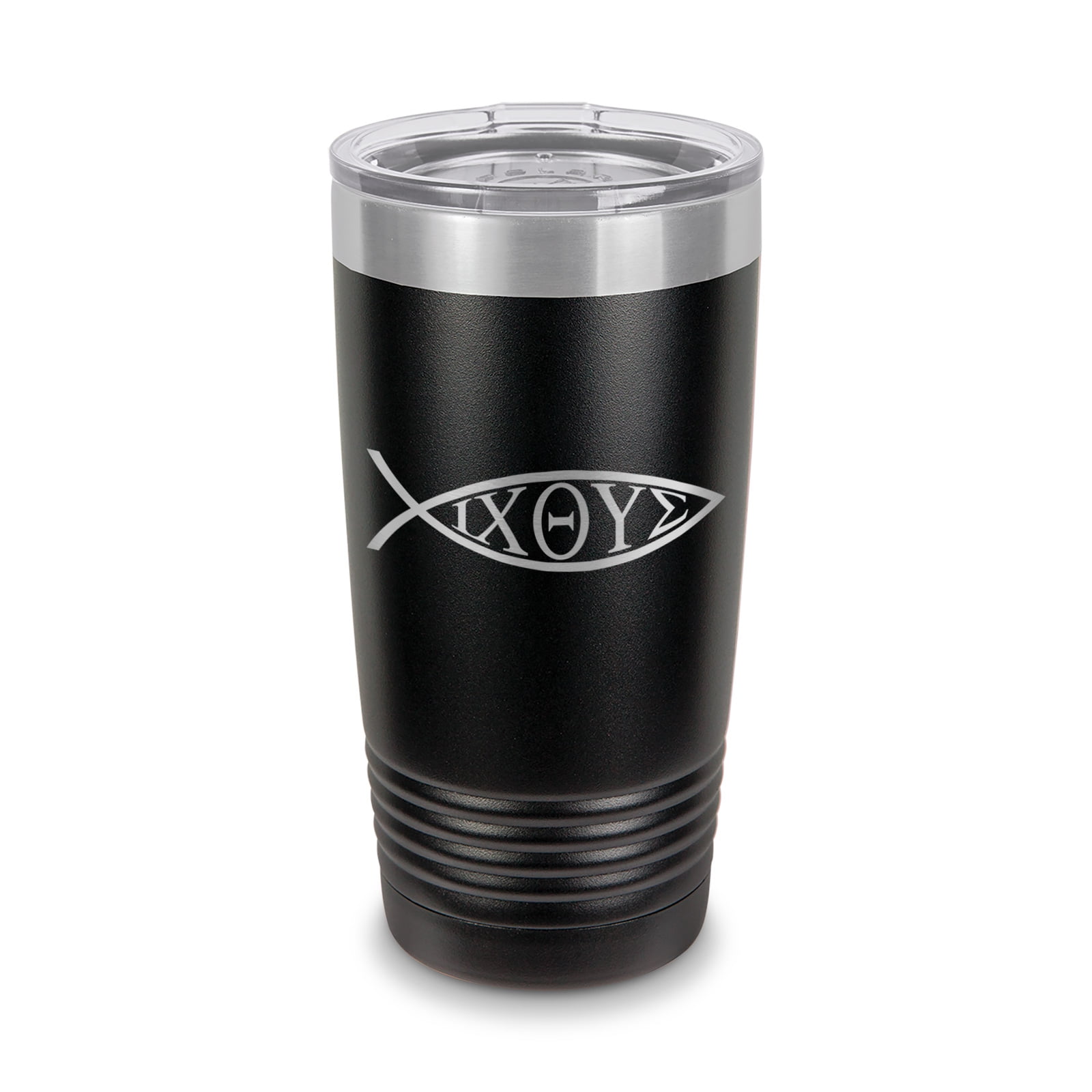 IXOYE Fish Tumbler 20 oz - Laser Engraved w/ Clear Lid - Stainless ...