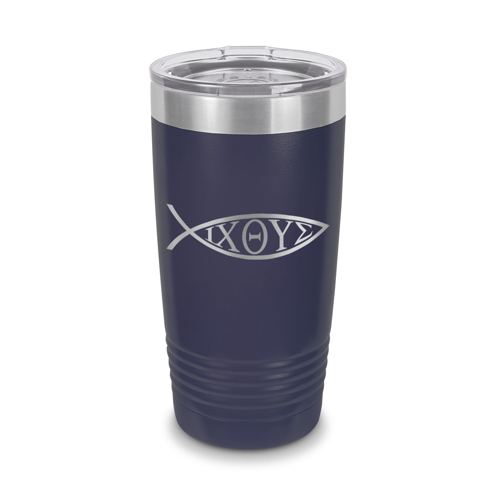 IXOYE Fish Tumbler 20 oz - Laser Engraved w/ Clear Lid - Stainless ...
