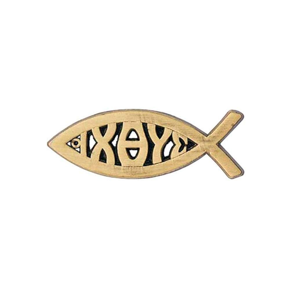 IXOYE Greek Fish Pin Antique Gold Jesus Fish Antique Gold Pkg of 3 ...