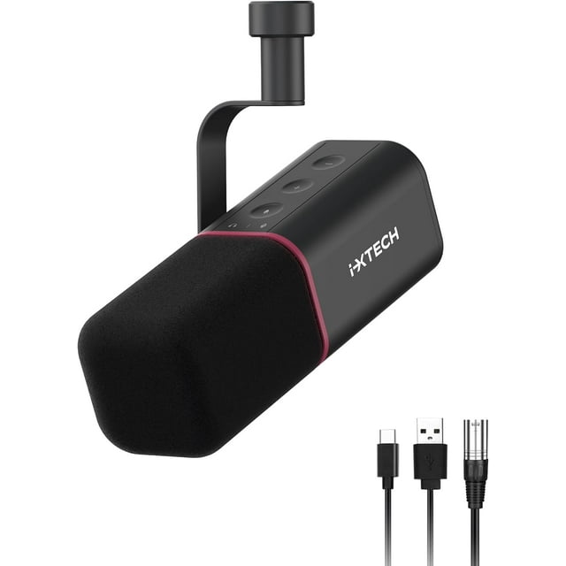 IXTECH Pro Cardioid Dynamic Mic, Wired, USB/XLR, with Cover for ...