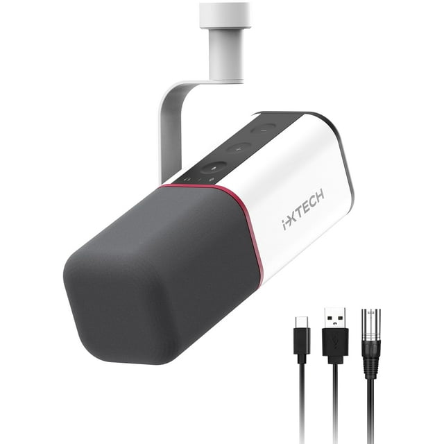 IXTECH Cardioid Dynamic Microphone with Mic Cover, Vocal USB XLR Microphone for Podcasting ...