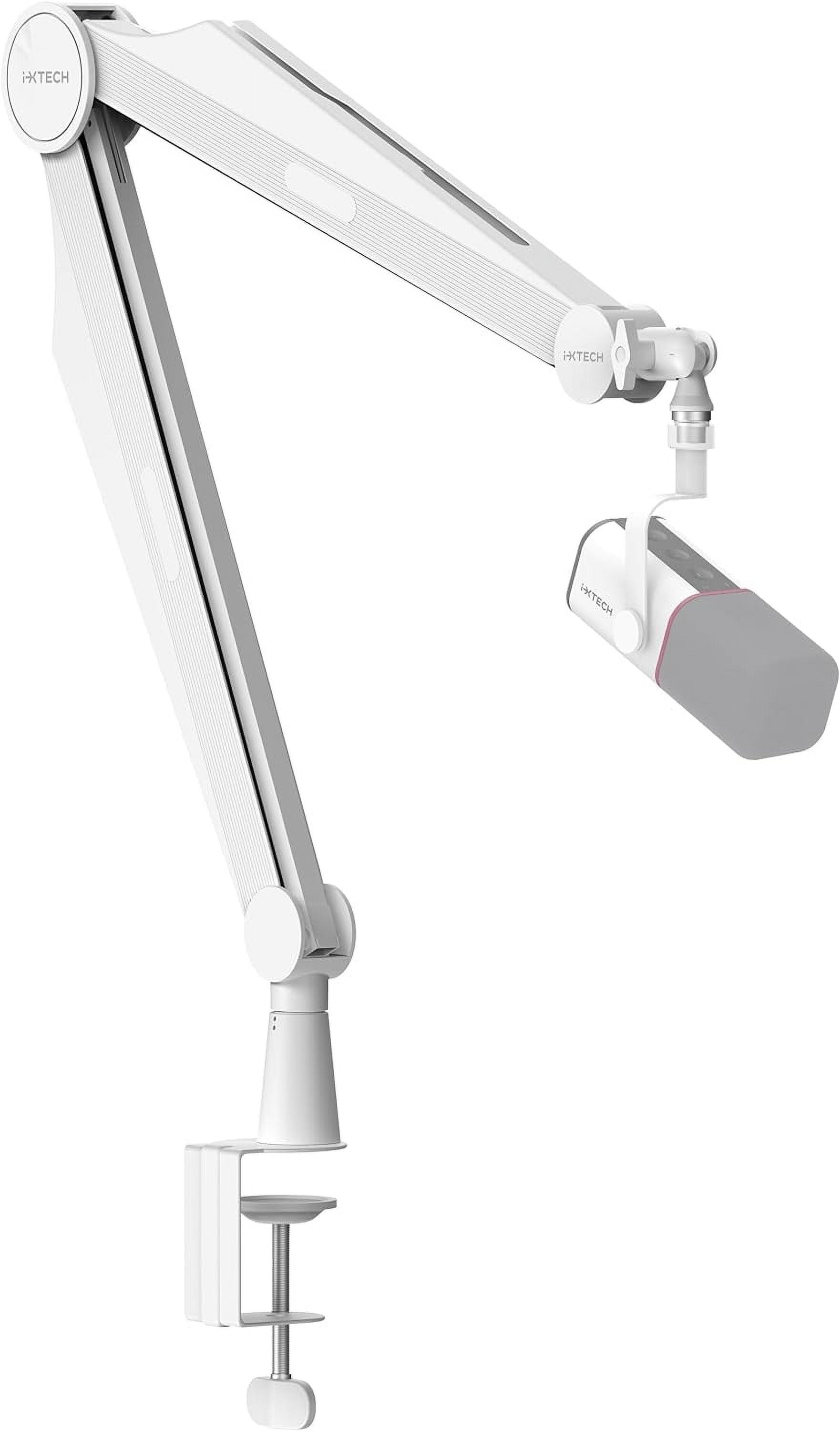 IXTECH Microphone Boom Arm White Mic Arm for Blue Yeti Shure Sm7b ...