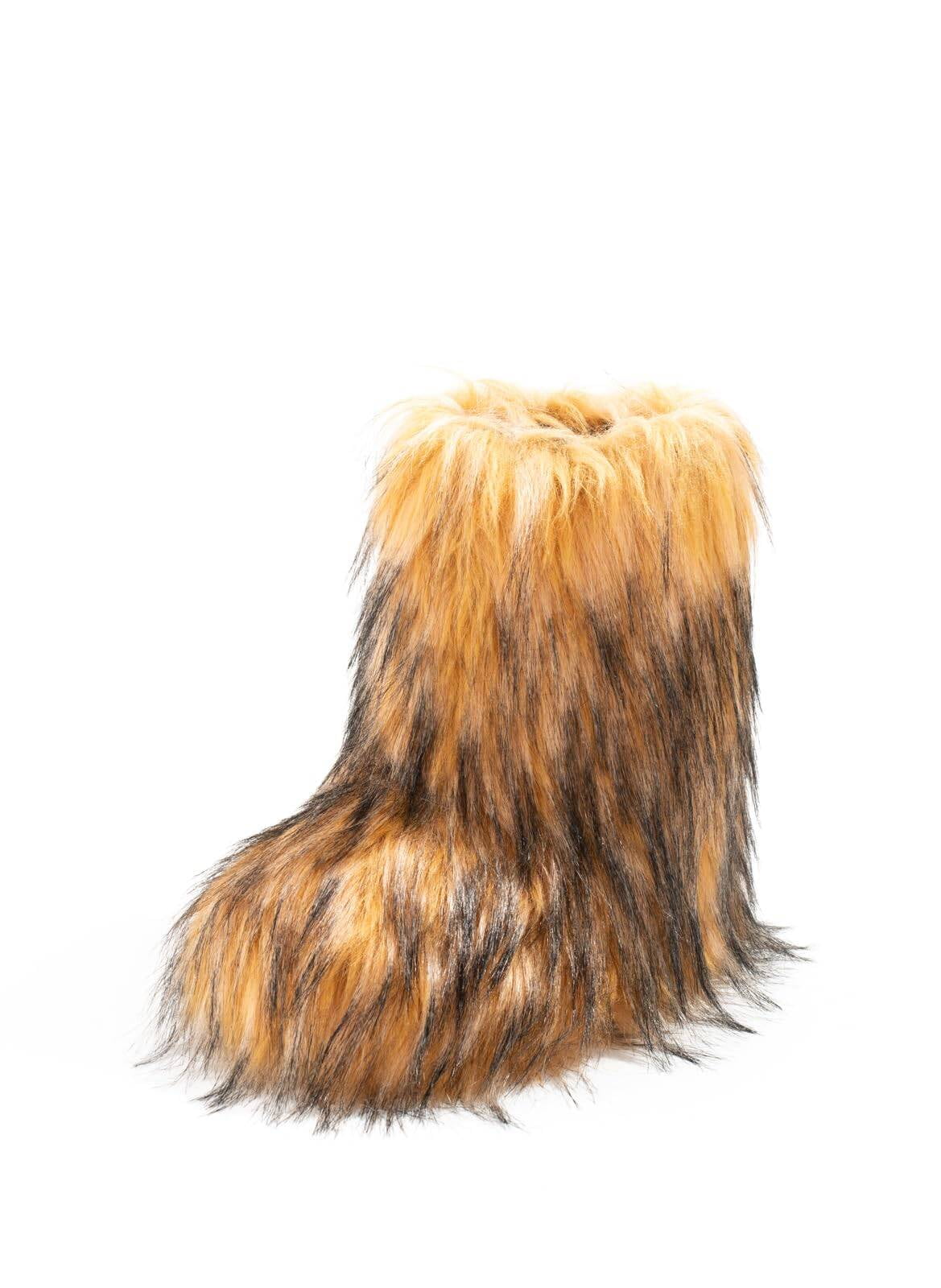 IXU Faux Fur Boot For Women Furry Fluffy Comfy Plush Warm Outdoor Mid ...