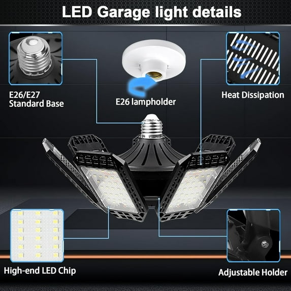 IYFFDFE-1 Pack LED Garage Light, 240W 24000LM 6500K LED Shop Lights ...