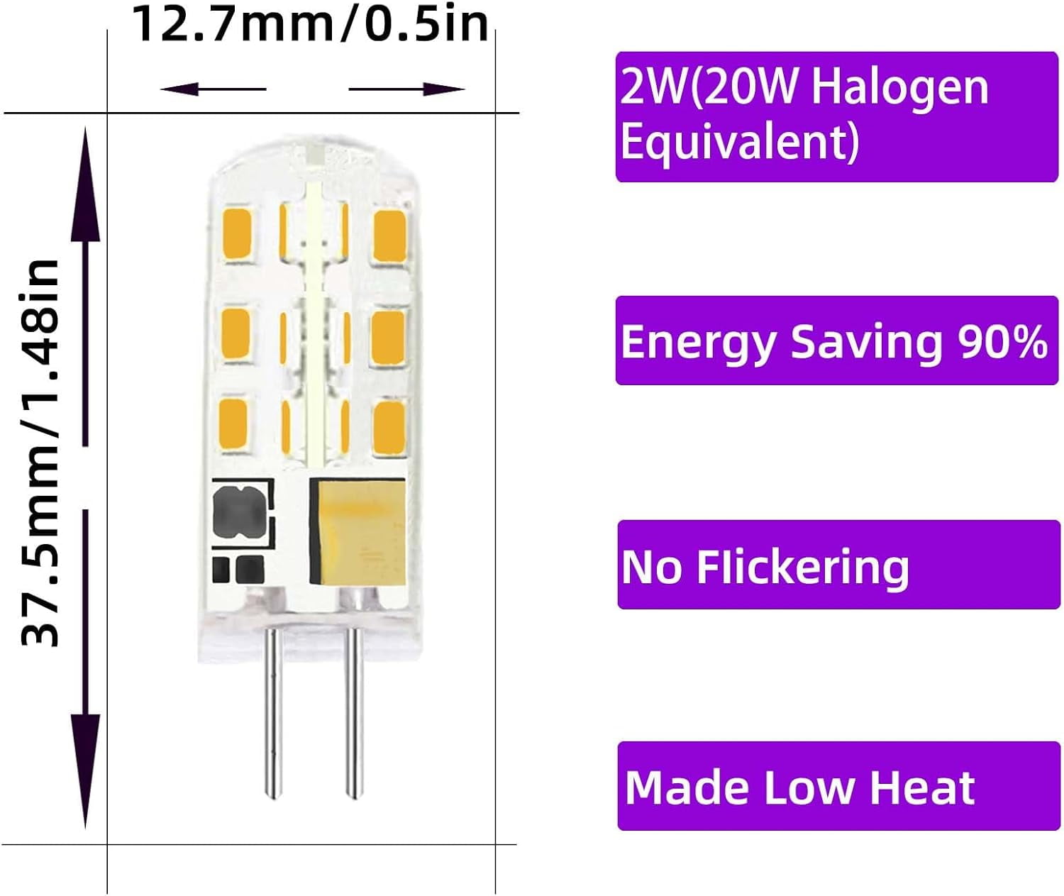 IYFFDFE-10 Pack G4 Led Buls 12V AC DC 2W Equivalent 20W Halogen JC Bi ...
