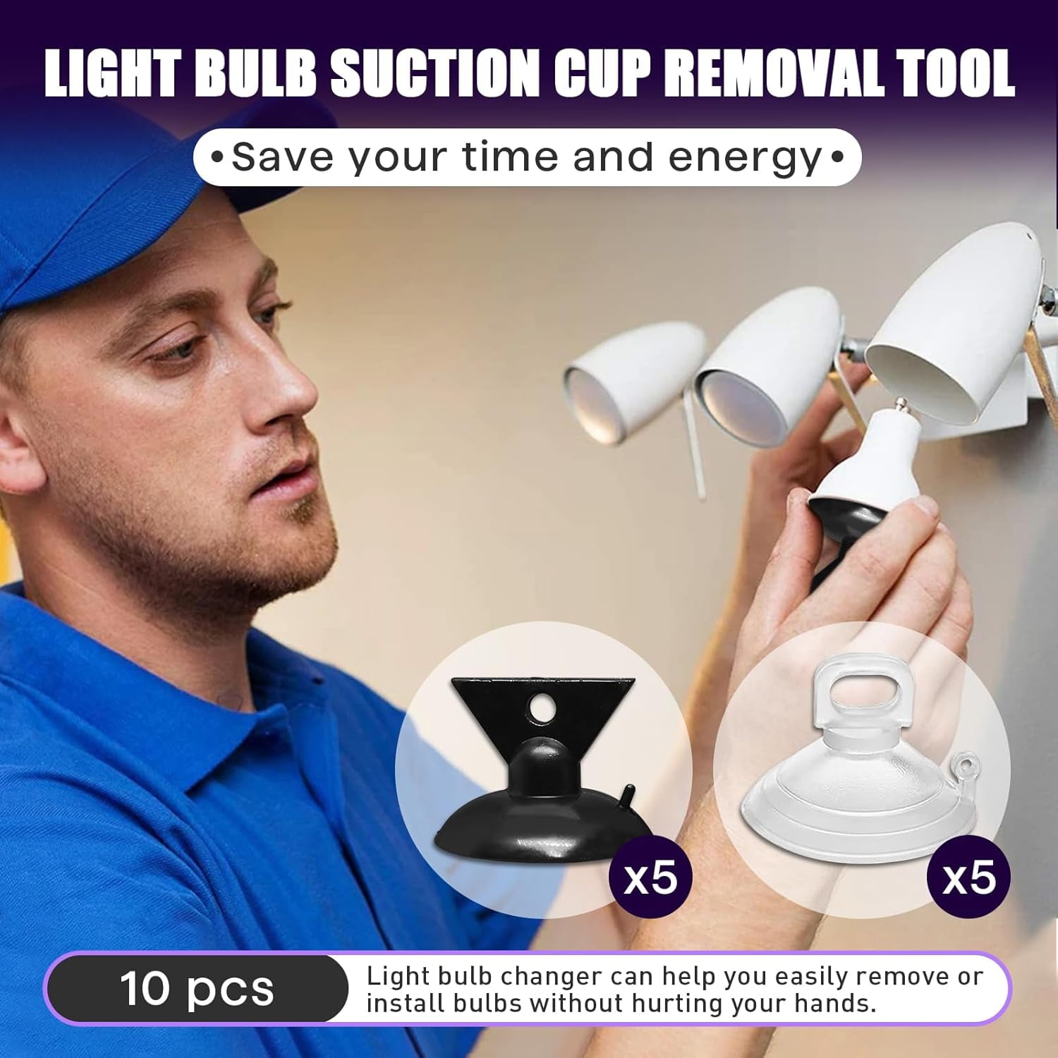 IYFFDFE-10-Pack Light Bulb Suction Cup Removal Tool - Easy-to-Use Light ...