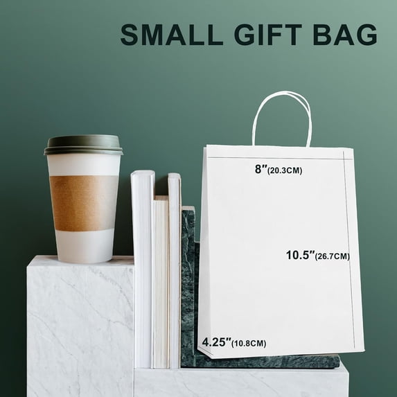 IYFFDFE-100 Pcs 8x4.25x10.5 Inch Paper Gift Bags White, Gift Wrap Bags ...
