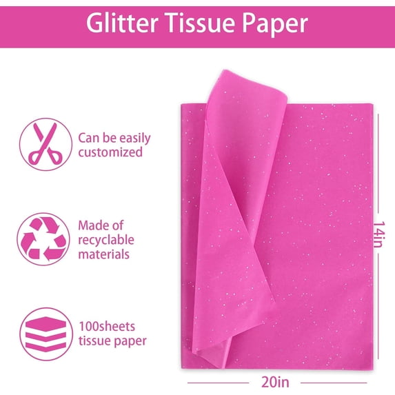 IYFFDFE-100 Sheets Hot Pink Tissue Paper Glitter Gift Wrapping Paper ...