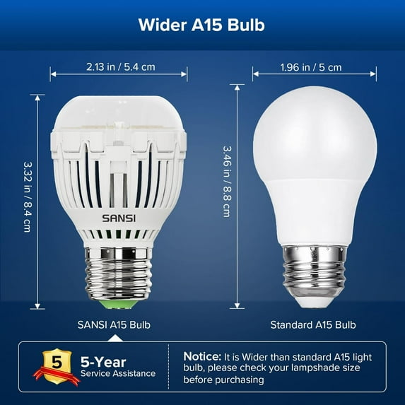 IYFFDFE-100W Equivalent A15 LED Light Bulb, 1600 Lumens 5000K Daylight ...