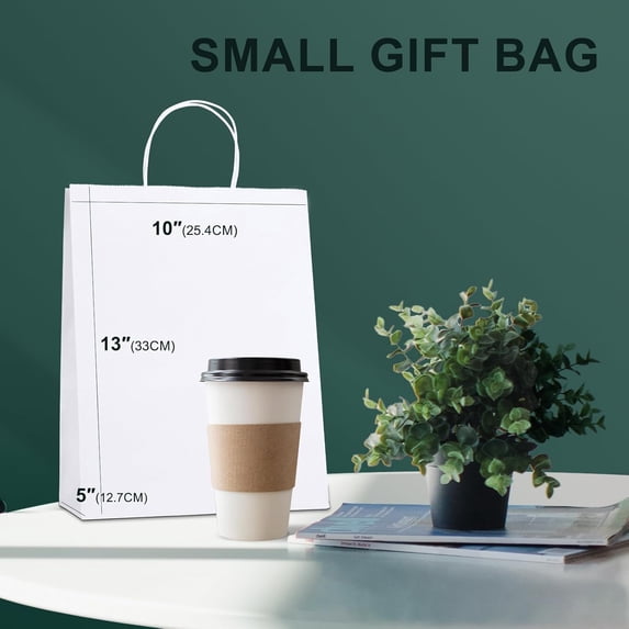 IYFFDFE-10x5x13 Inch White Paper Gift Bags 50Pcs Gift Wrap Bags with ...