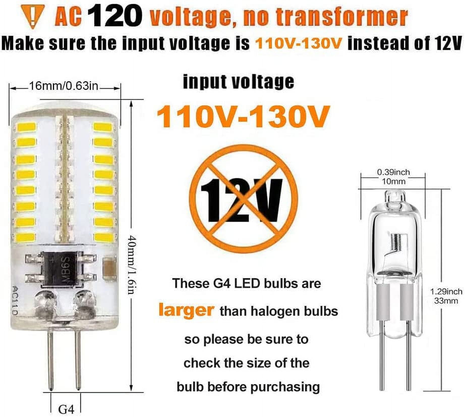 IYFFDFE-110V- 130V G4 LED Bulb Dimmable Cool White 6000K (Not Low ...