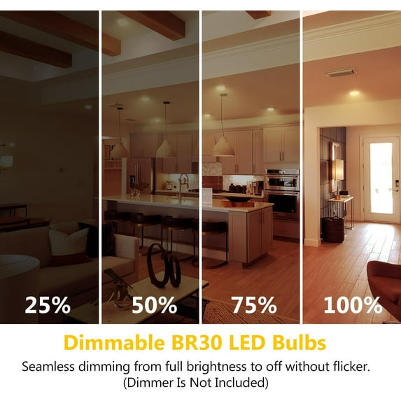 IYFFDFE-12 Pack BR30 LED Bulbs 65W Equivalent, Dimmable Indoor Flood ...