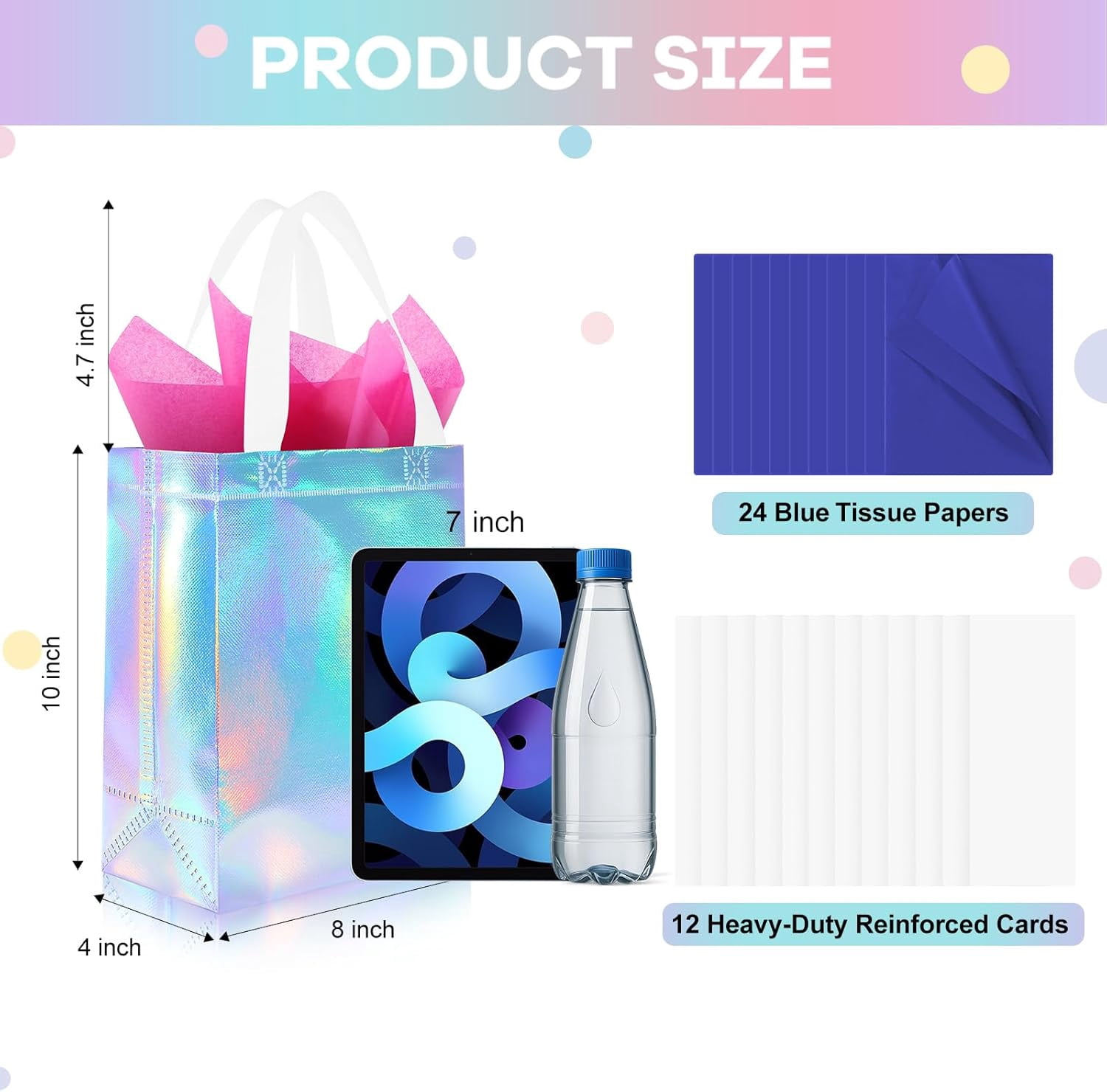 IYFFDFE-12 Pack Reusable Gift Bags with Handles & 24 Tissue Papers ...