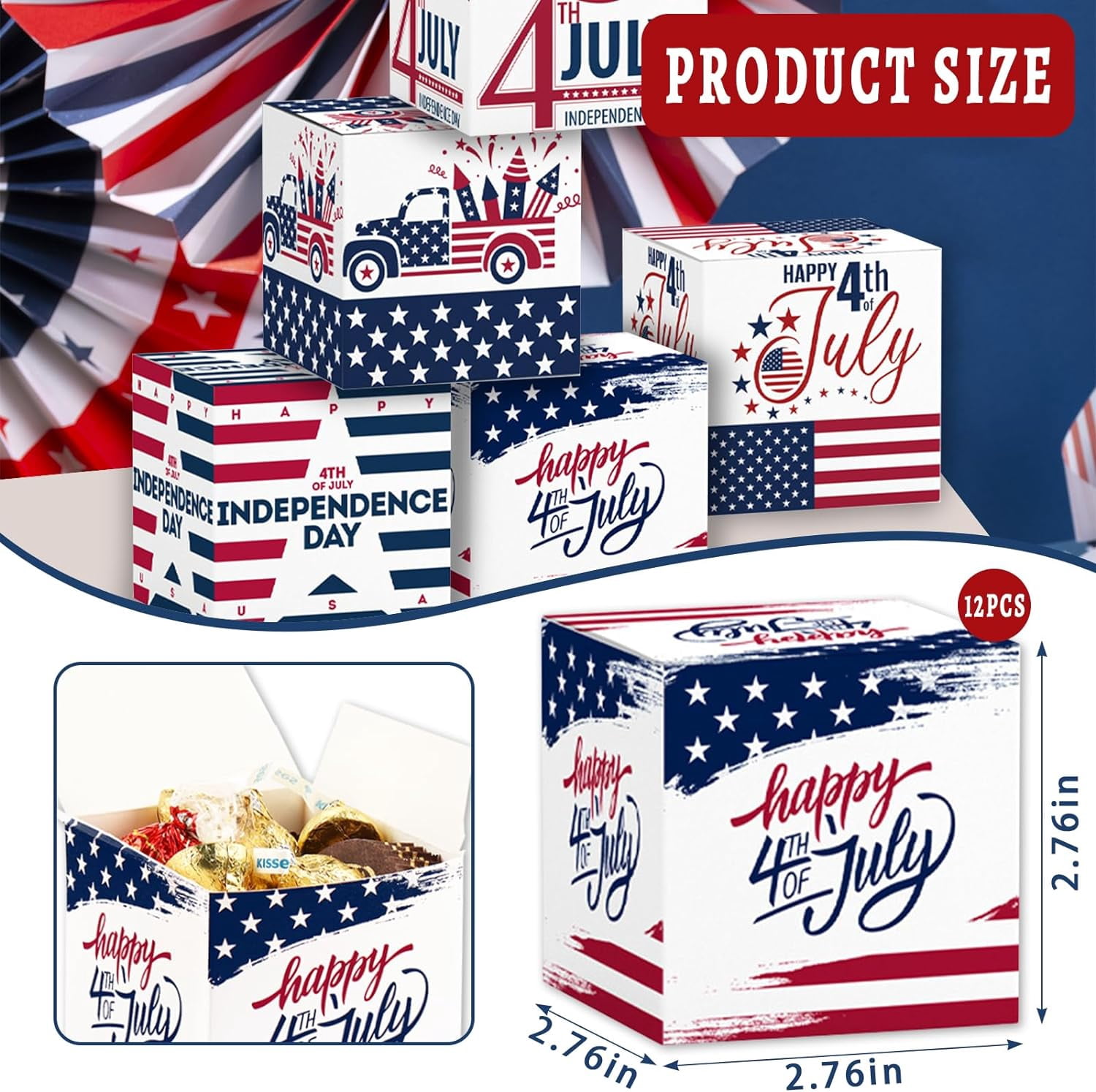 IYFFDFE-12 Pcs Patriotic Treat Boxes Independence Day Goodie Candy ...